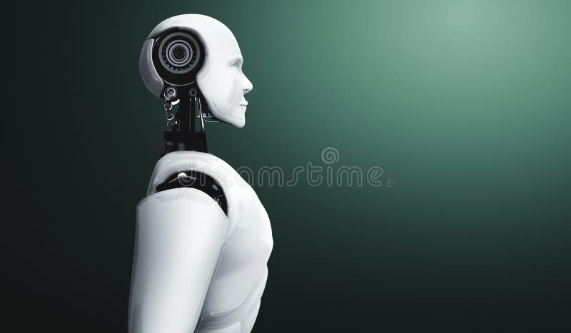 Standing Humanoid Robot Looking Forward on Clean Background Stock ...
