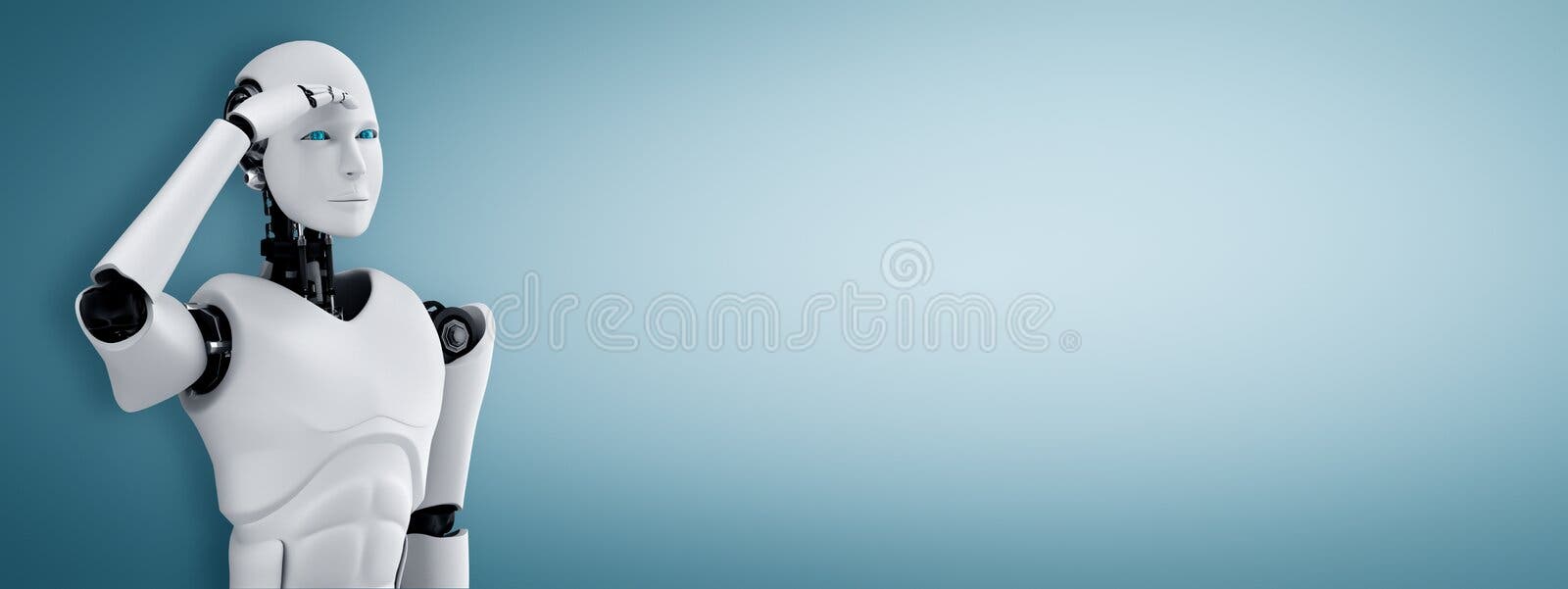 Standing Humanoid Robot Looking Forward on Clean Background Stock ...