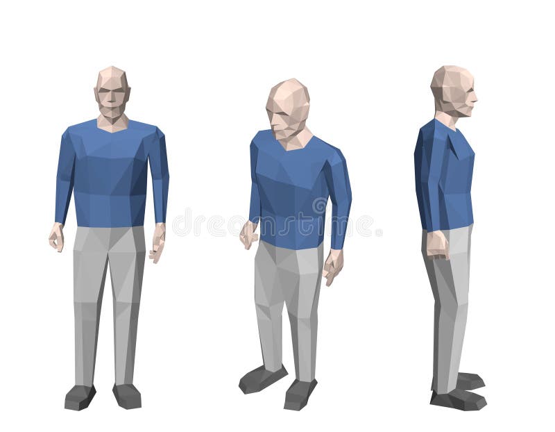 Standing Low Poly Man. Isolated on White Background Stock Vector ...