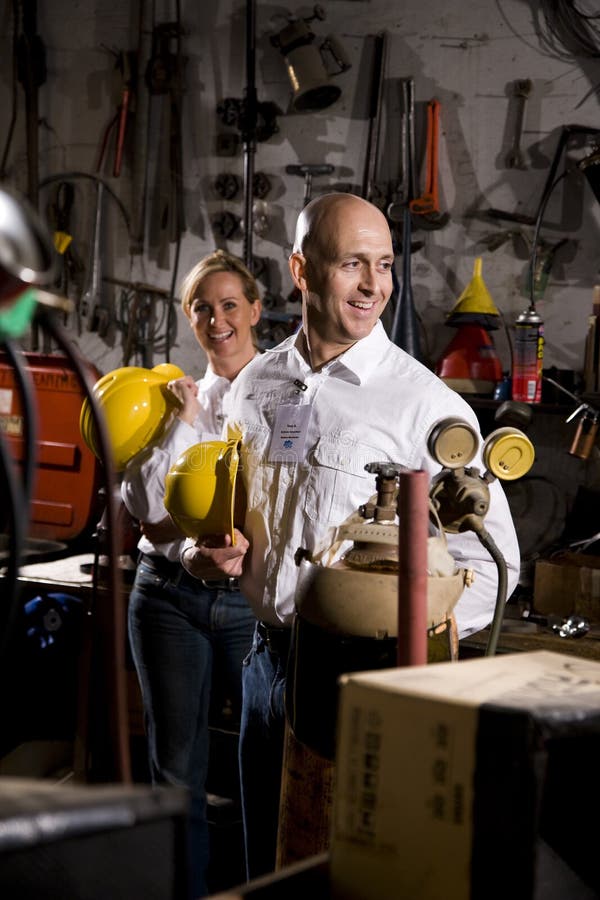 Colleagues in Maintenance Room Stock Image - Image of management ...