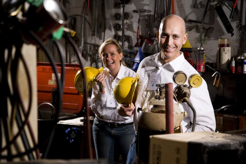 Colleagues in Maintenance Room Stock Image - Image of management ...