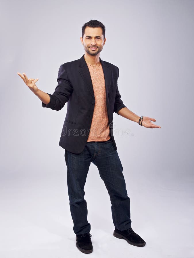 Standing Man Hand Gesturing In A Studio Stock Image - Image: 30584761