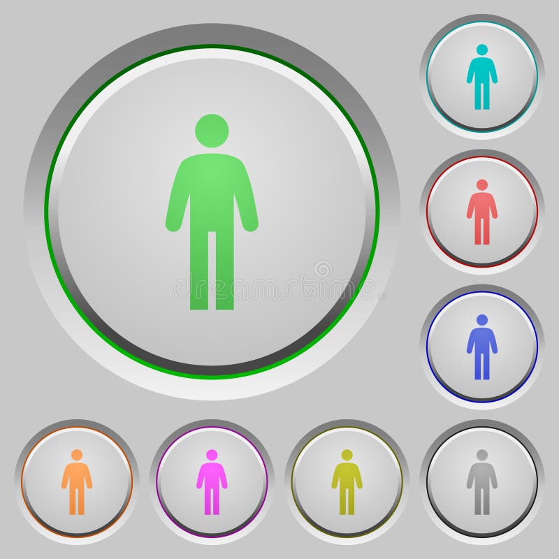 Standing man push buttons stock vector. Illustration of push - 189206288