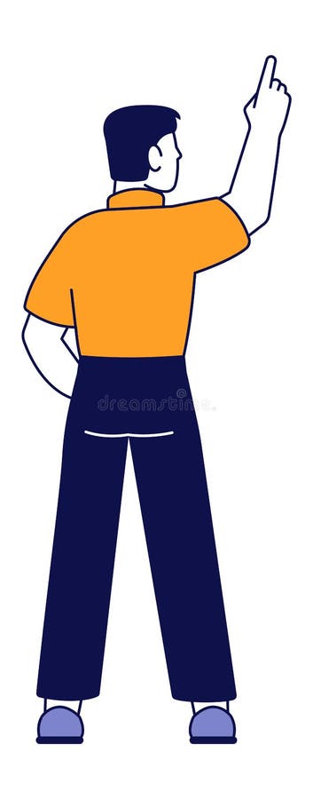 Standing Man with Raised Pointing Arm. Back View Stock Vector ...