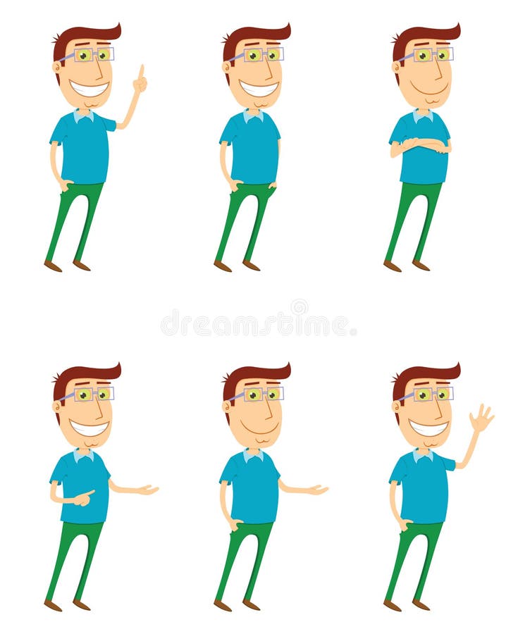 Standing Man with Various Poses Stock Vector - Illustration of cartoon ...