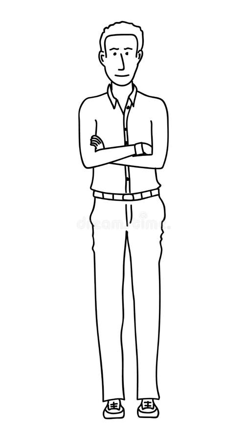 Standing Man. Hands on Chest Stock Illustration - Illustration of ...