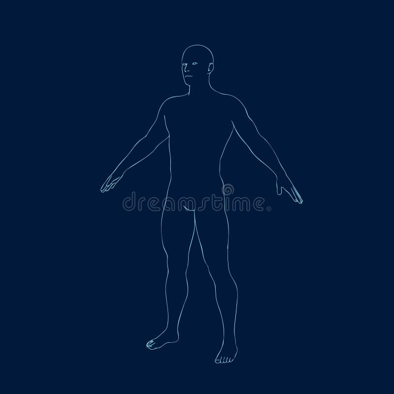 Standing Man. Vector Outline Illustration Stock Vector - Illustration ...