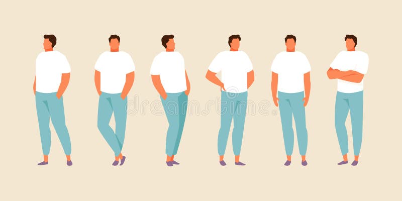 Standing man vector set stock vector. Illustration of hipster - 165107685