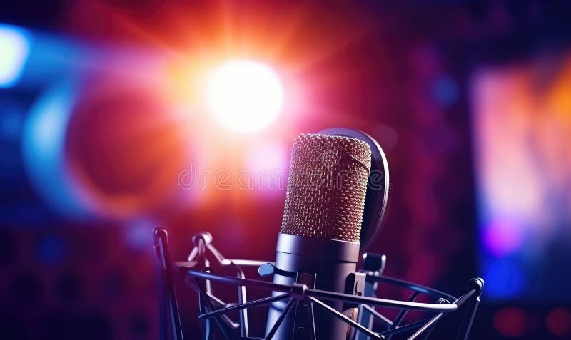 A Standing Microphone Captured in Close Proximity Stock Illustration ...