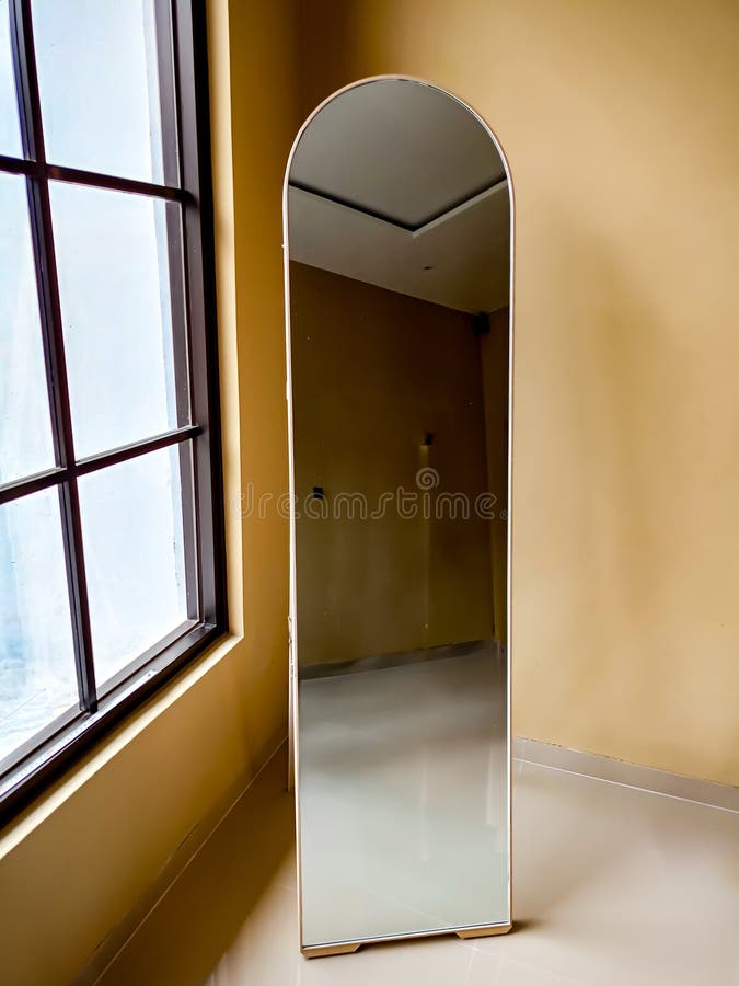 A Standing Mirror in the Corner of the Room Stock Image - Image of ...