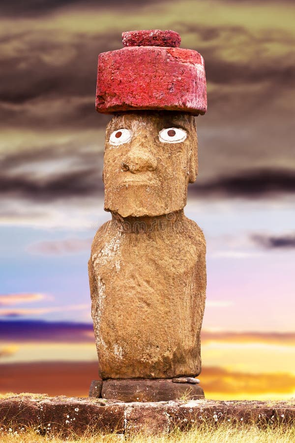 Standing Moai in Easter Island at Sunrise Stock Photo - Image of island ...
