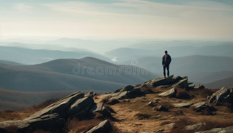 Standing on Mountain Peak, Success in Sight Generated by AI Stock ...