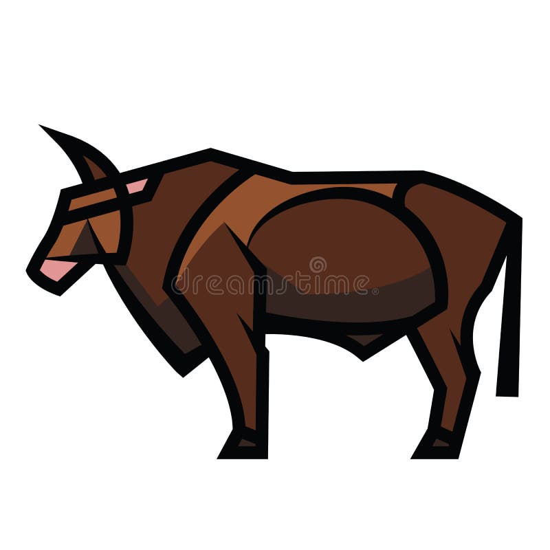 Standing nature color bull stock vector. Illustration of long - 95485151