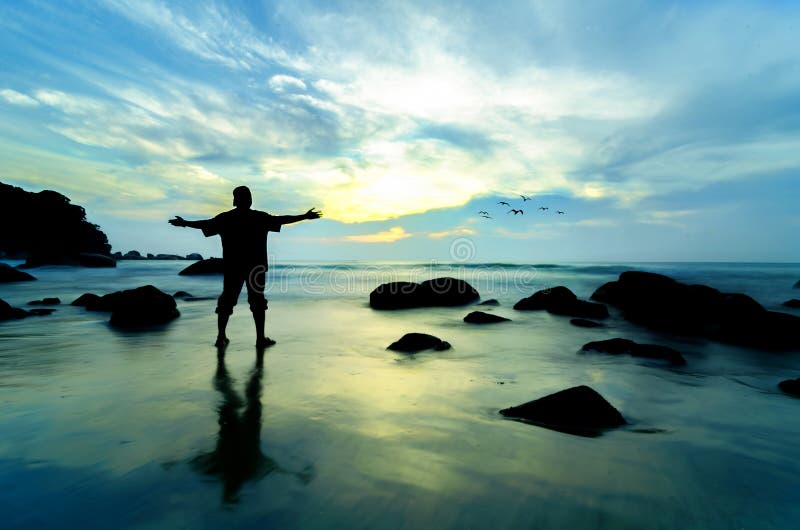 Standing Near the Beach Looking at Sun Rising Stock Photo - Image of ...