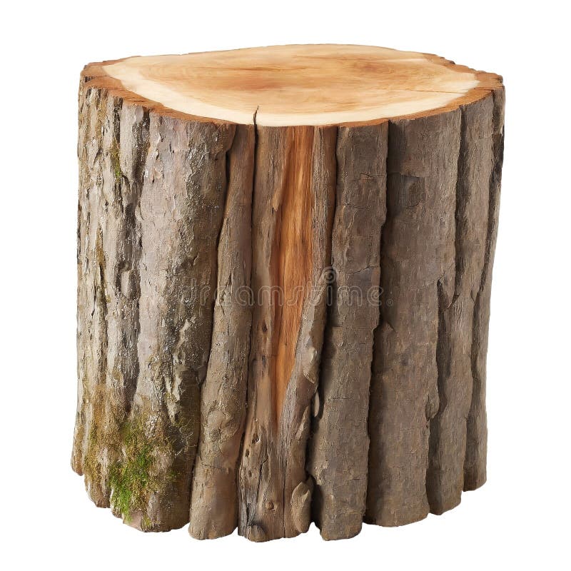 Standing Oak Log Isolated on White Background. Stock Photo - Image of ...