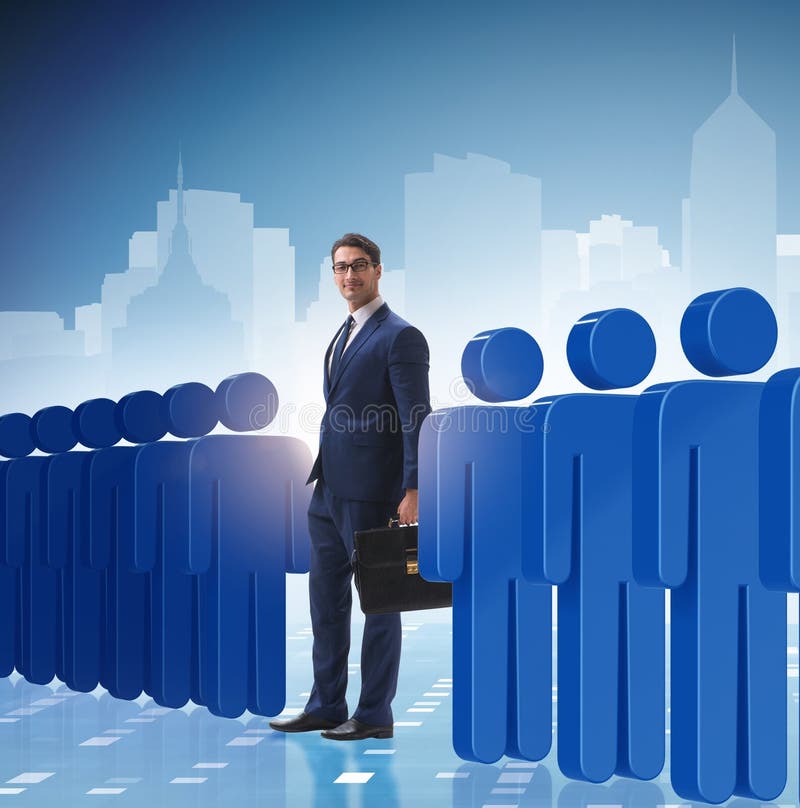 Standing Out from Crowd Concept with Businessman Stock Illustration ...