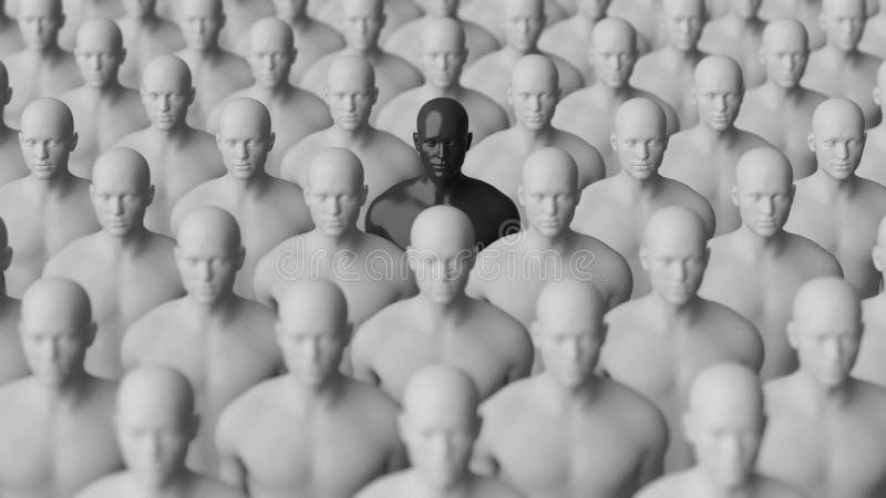 Standing Out in Crowd of Identical Figures. Unique and Individual Stock ...