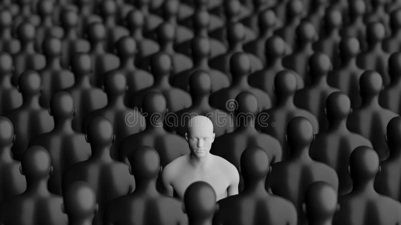 Standing Out in Crowd of Identical Figures. Unique and Individual Stock ...