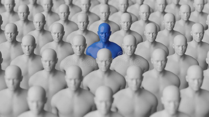 Standing Out in Crowd of Identical Figures. Unique and Individual Stock ...