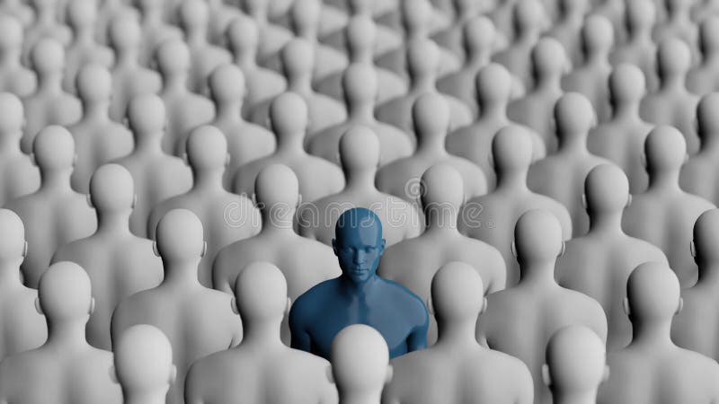 Standing Out in Crowd of Identical Figures. Unique and Individual Stock ...
