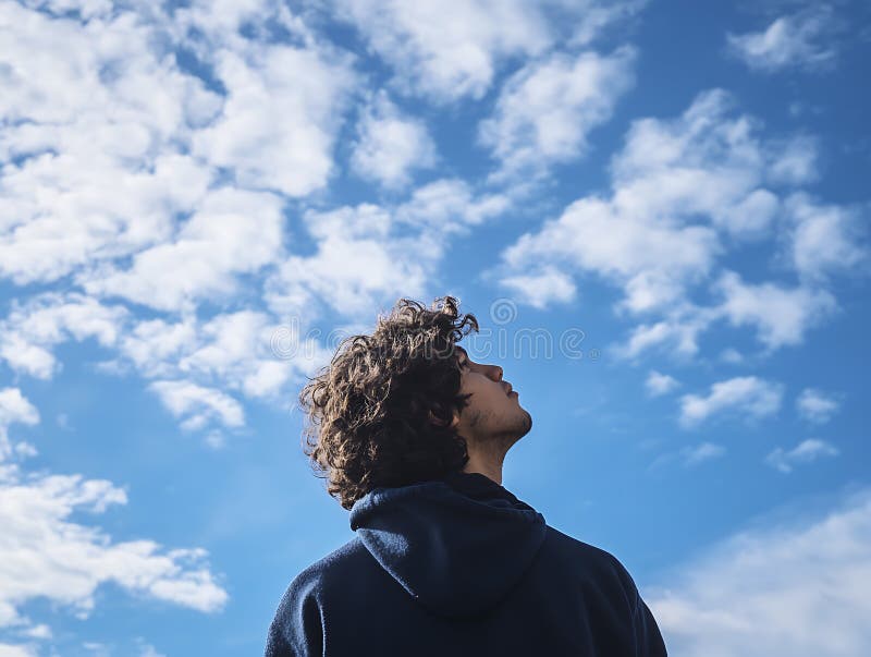 Standing in Park Looking Up Under Vibrant Blue Sky Stock Photo - Image ...
