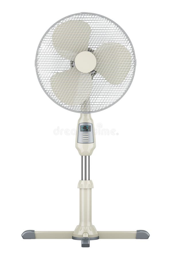 Standing Pedestal Electric Fan Front View, 3D Rendering Stock ...