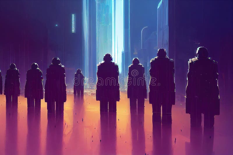Standing People in Front of a Future City, Ruling Politic, Ai Generated ...