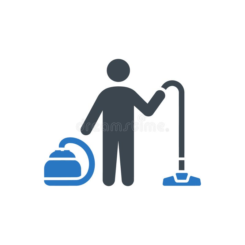 Standing Person with Vacuum Icon Stock Vector - Illustration of cleaner ...