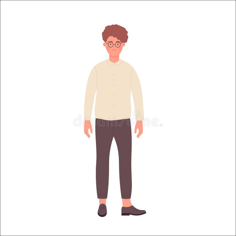 Standing pose of nerd boy stock vector. Illustration of vision - 255340050