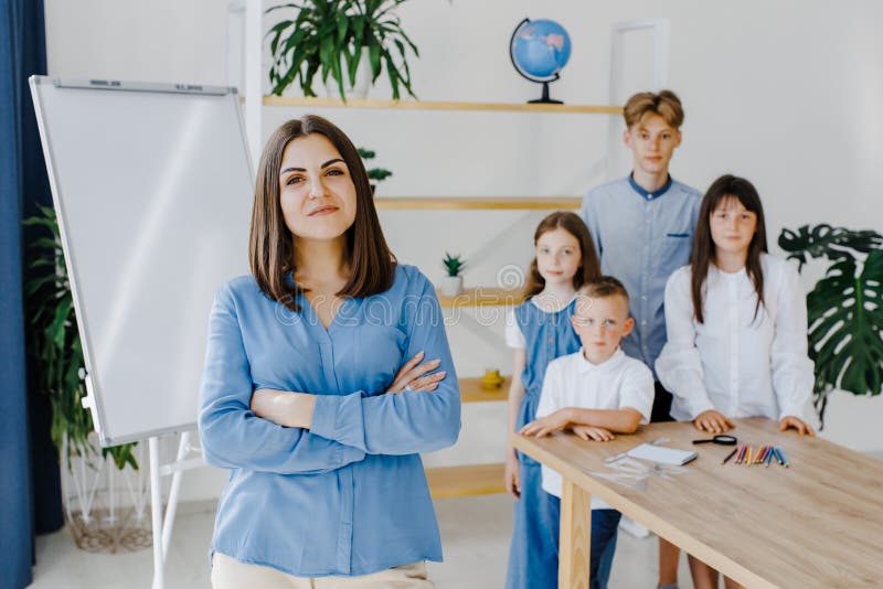 Standing and Posing. Smiling Together. Group of Children of Different ...