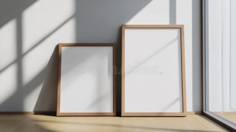 Standing Posters Realistic Mockup on Neutral Background Stock Photo ...