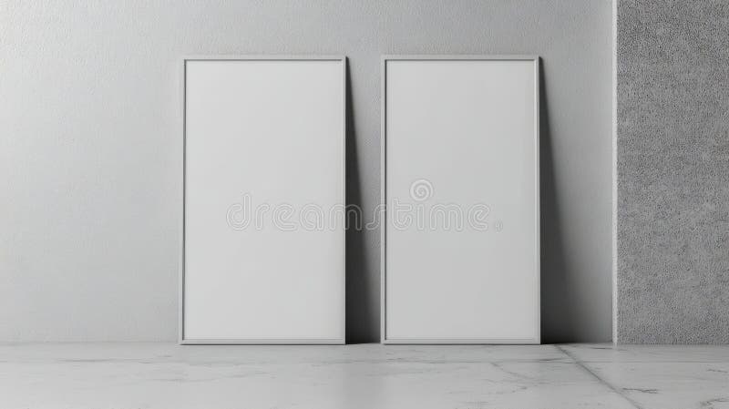 Standing Posters Realistic Mockup on Neutral Background Stock Photo ...