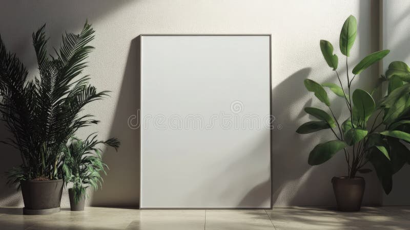 Standing Posters Realistic Mockup on Neutral Background Stock Image ...
