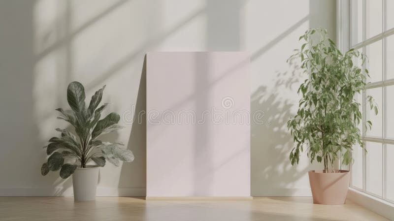 Standing Posters Realistic Mockup on Neutral Background Stock Image ...