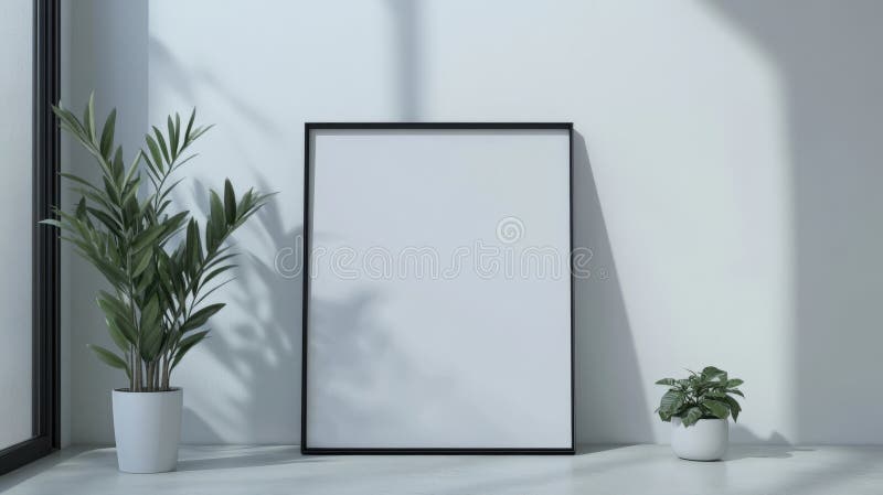 Standing Posters Realistic Mockup on Neutral Background Stock Image ...