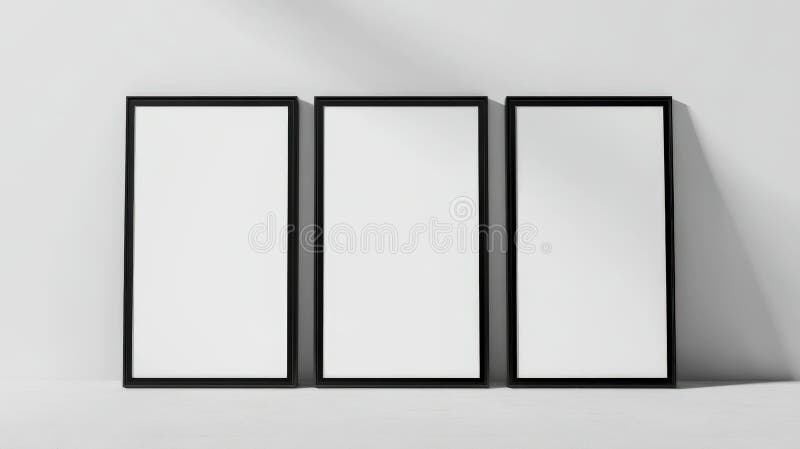 Standing Posters Realistic Mockup on Neutral Background Stock Photo ...