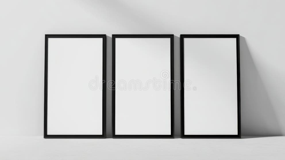 Standing Posters Realistic Mockup on Neutral Background Stock ...