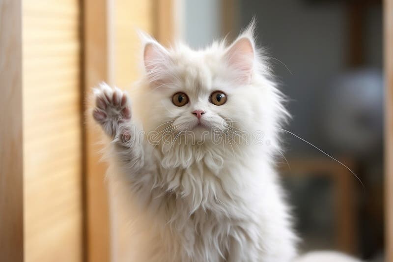 Standing and Raising Funny Hair Cat. Generative AI Stock Illustration ...