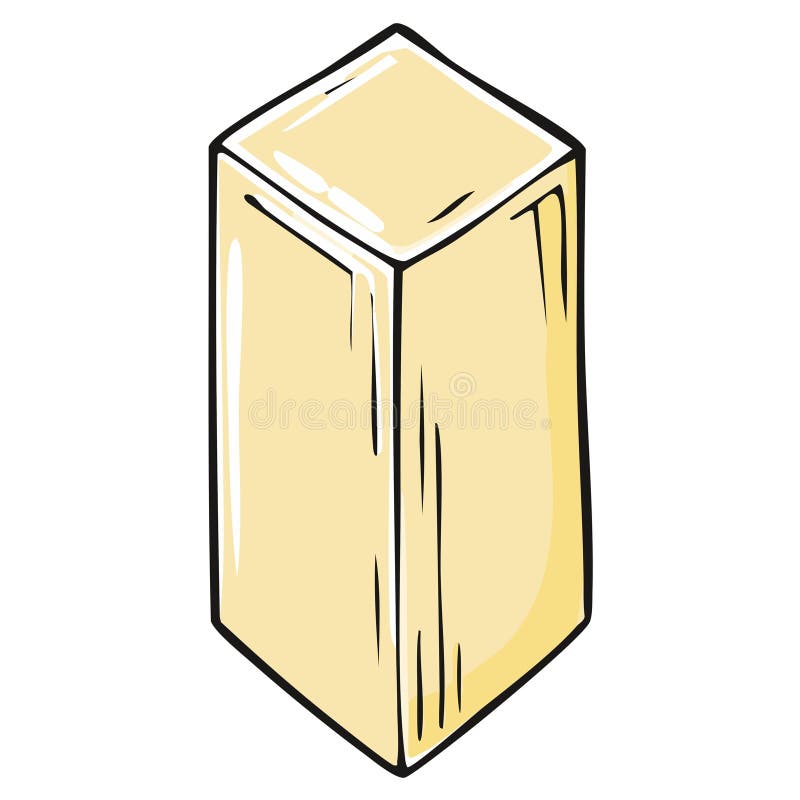 Standing Rectangular Prism Vector Drawing Outlined in Black with Pale ...