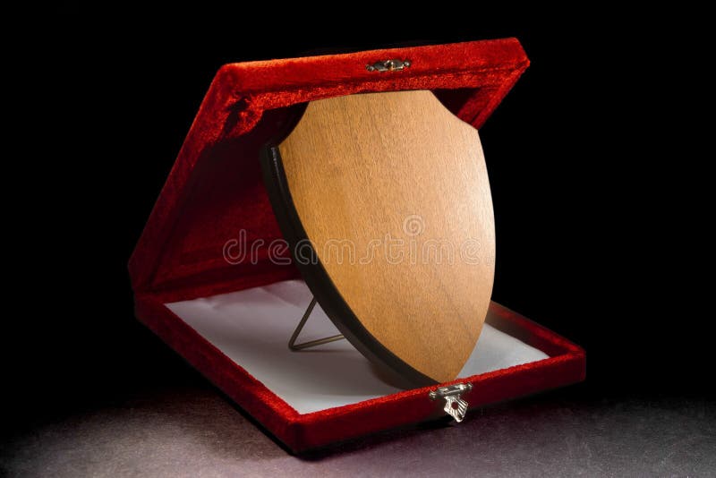 Standing Red Appreciation Plaque Box with Blank Shield Stock Image ...