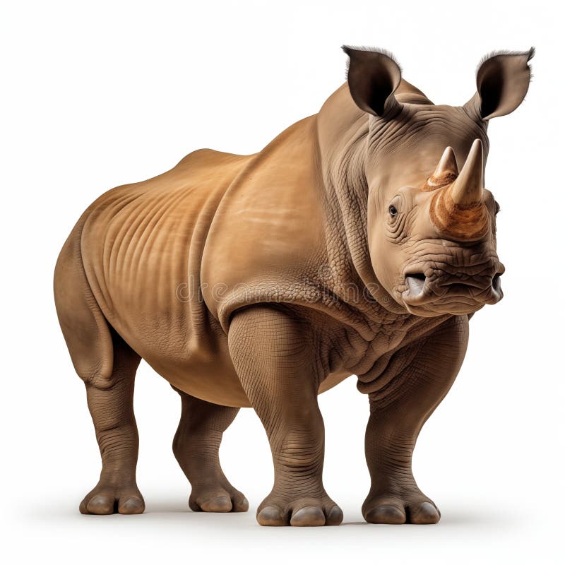 Standing Rhino on White Background Stock Illustration - Illustration of ...