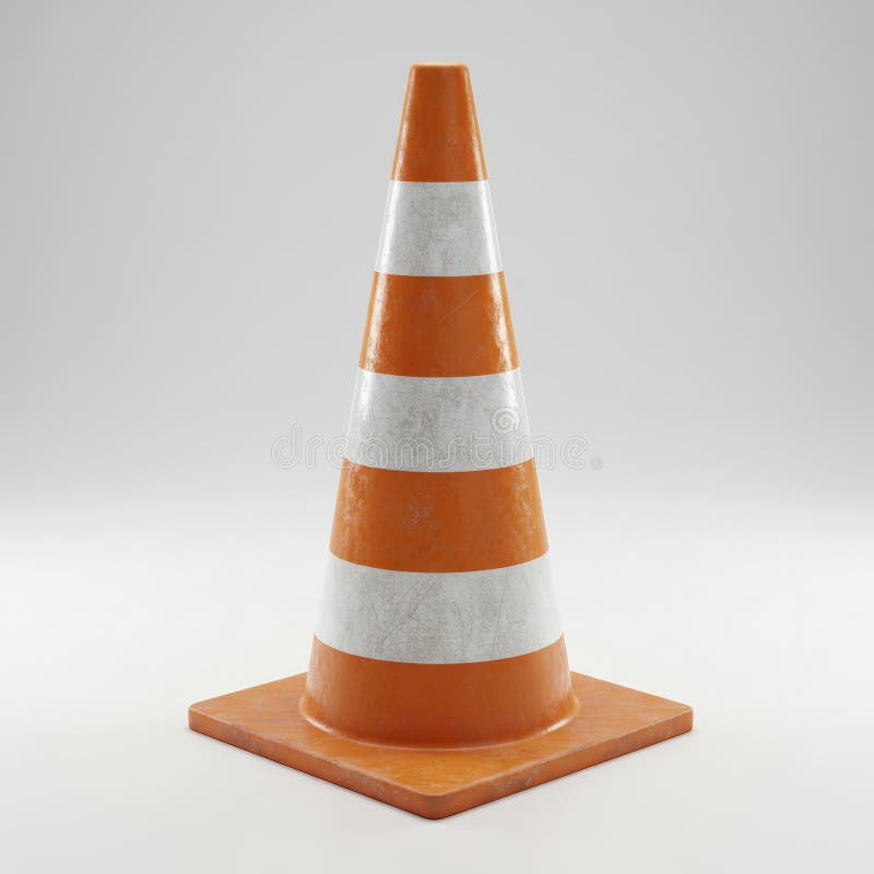 Standing Road Safety Cone Orange and White Striped Object Stock ...