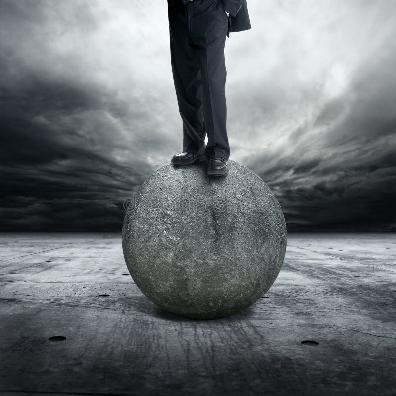 Standing on rolling stone stock illustration. Illustration of business ...