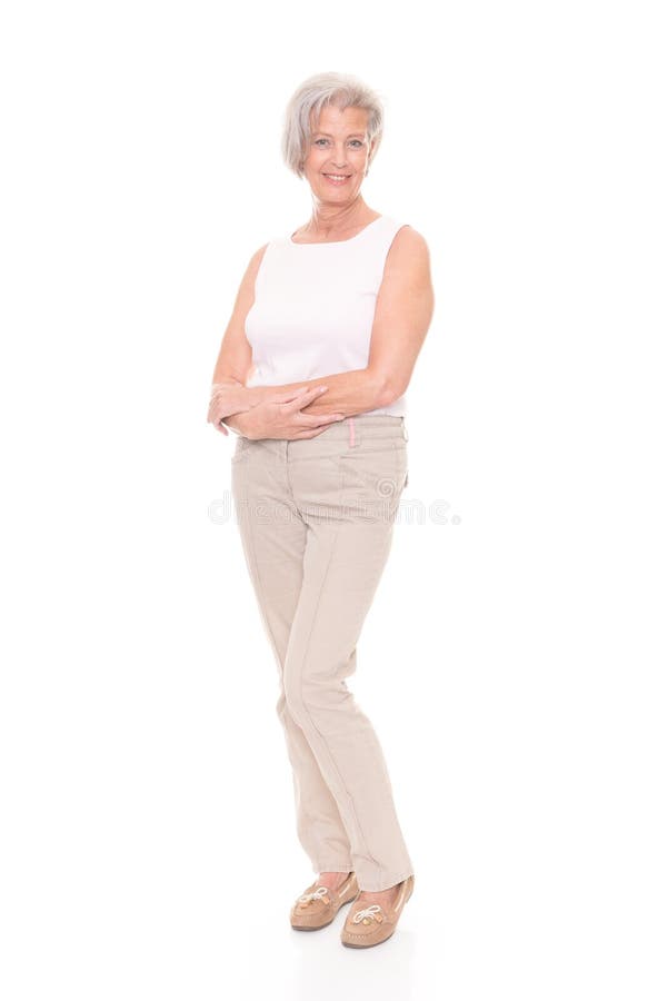 Standing senior woman stock image. Image of casual, mature - 30598875