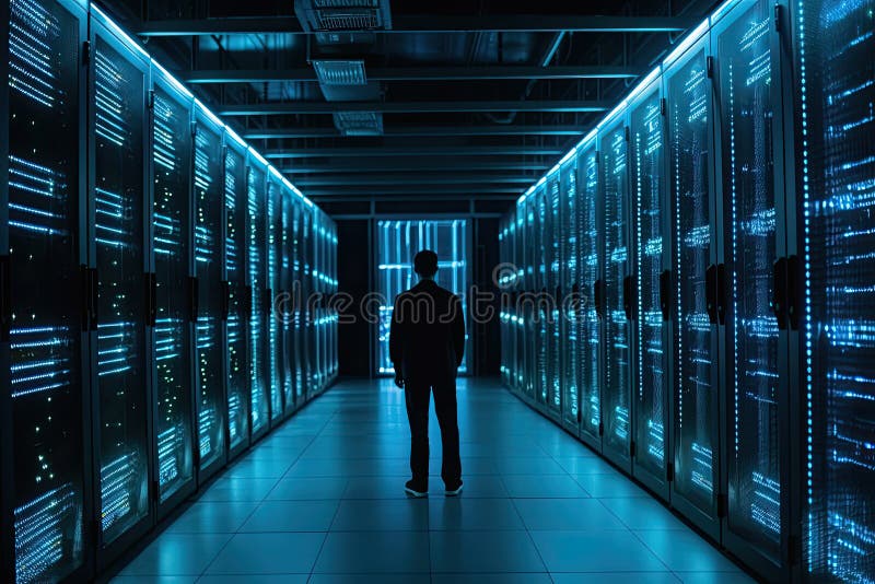 Standing in a Server Room. Generative Ai Stock Illustration ...