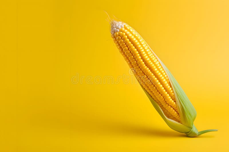 Standing on the Side of the Corn Cob on a Bright Yellow and Orange ...