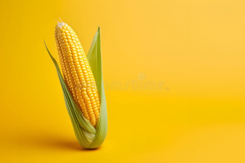 Standing on the Side of the Corn Cob on a Bright Yellow and Orange ...
