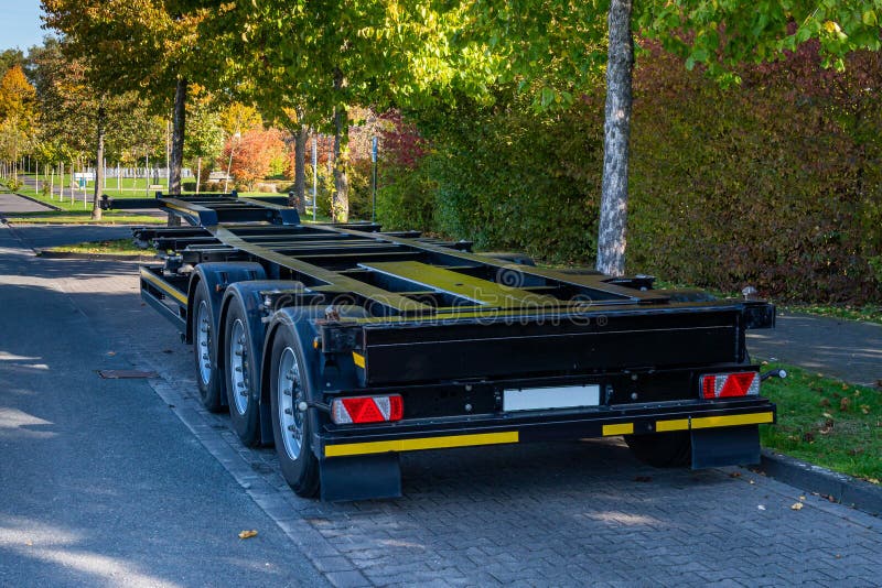 Standing on the Side of the Trailer Platform Truck Stock Photo - Image ...