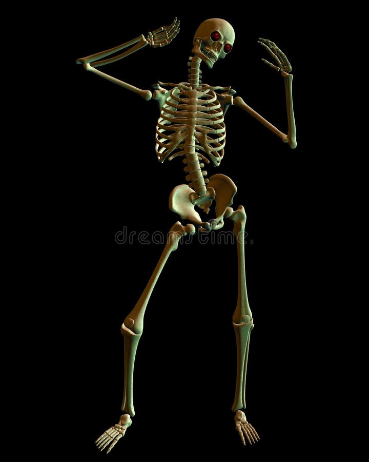 Standing Skeleton with Spooky Green Lighting Stock Illustration ...
