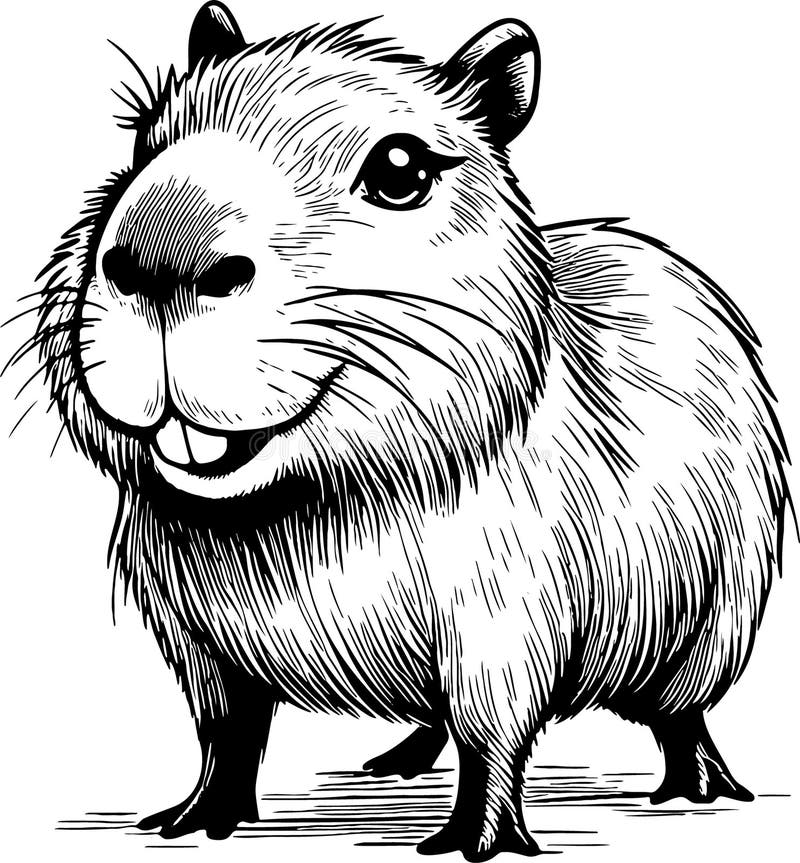 Standing Smiling Capybara Simple Vector Drawing Stock Illustration ...